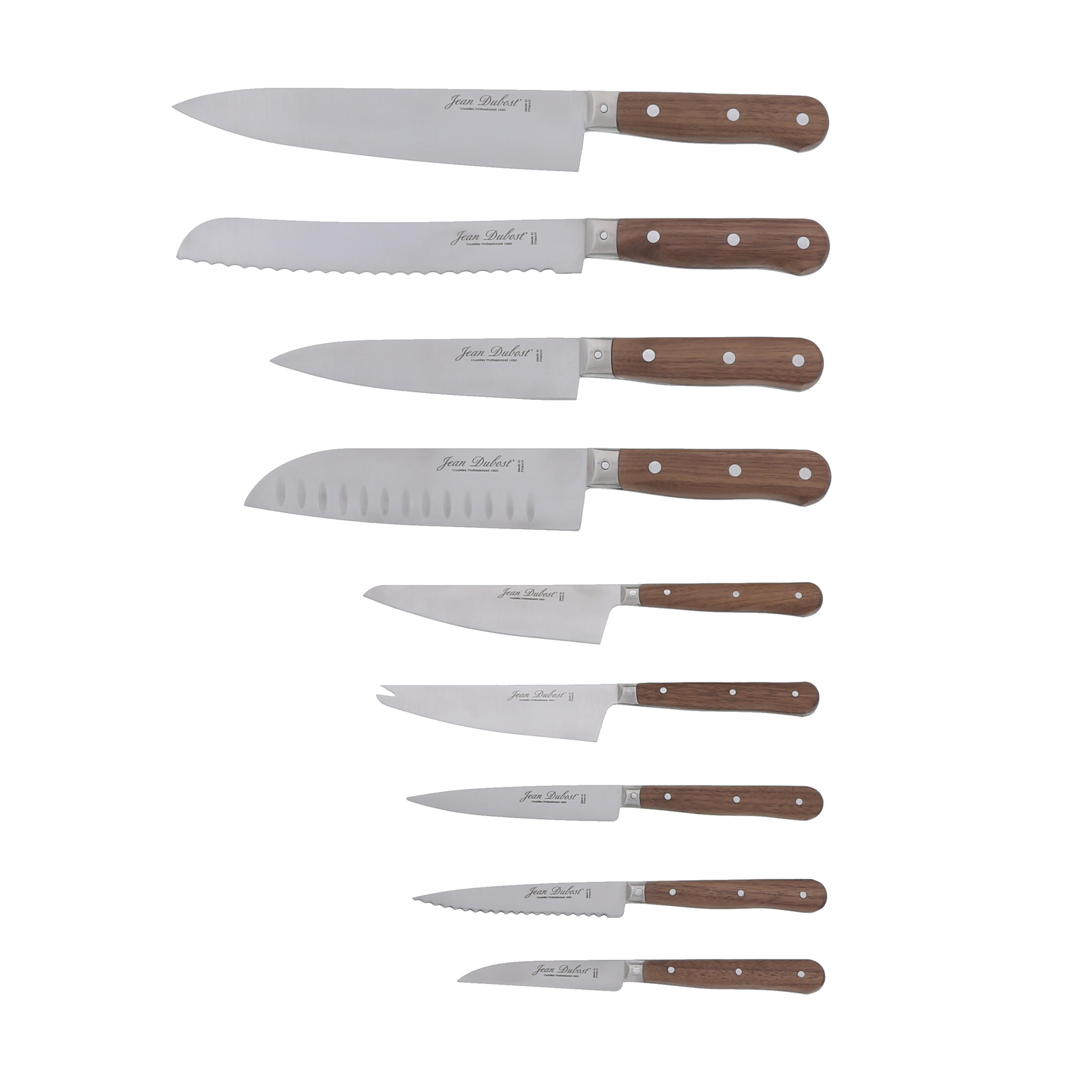 Jean Dubost kitchen knives walnut 1920 range made in France